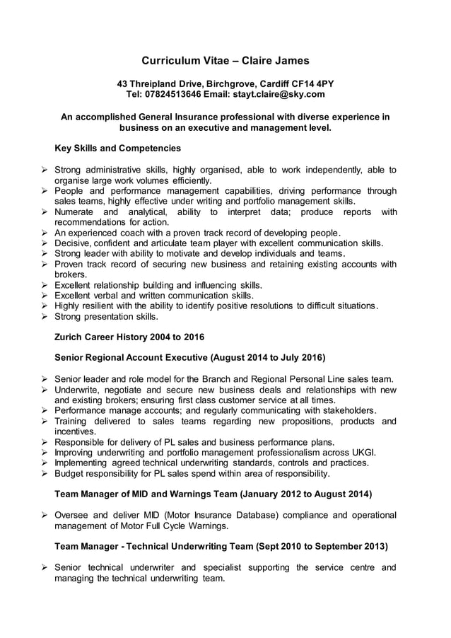 Curriculum Vitae - Claire James | PDF