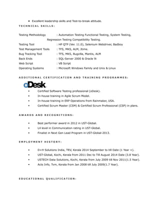 8 Yr Software QA_Resume_Automation and Manual | PDF