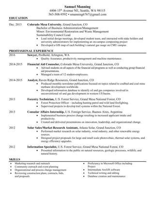 Sam Manning - Resume | PDF