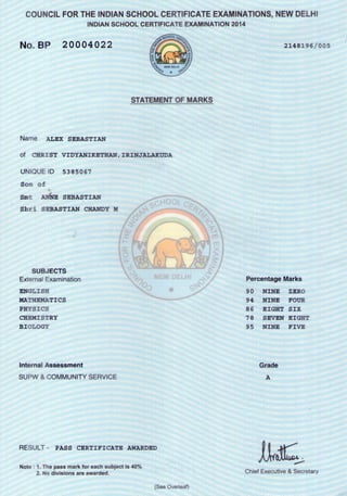 12th Statement of Marks | PDF