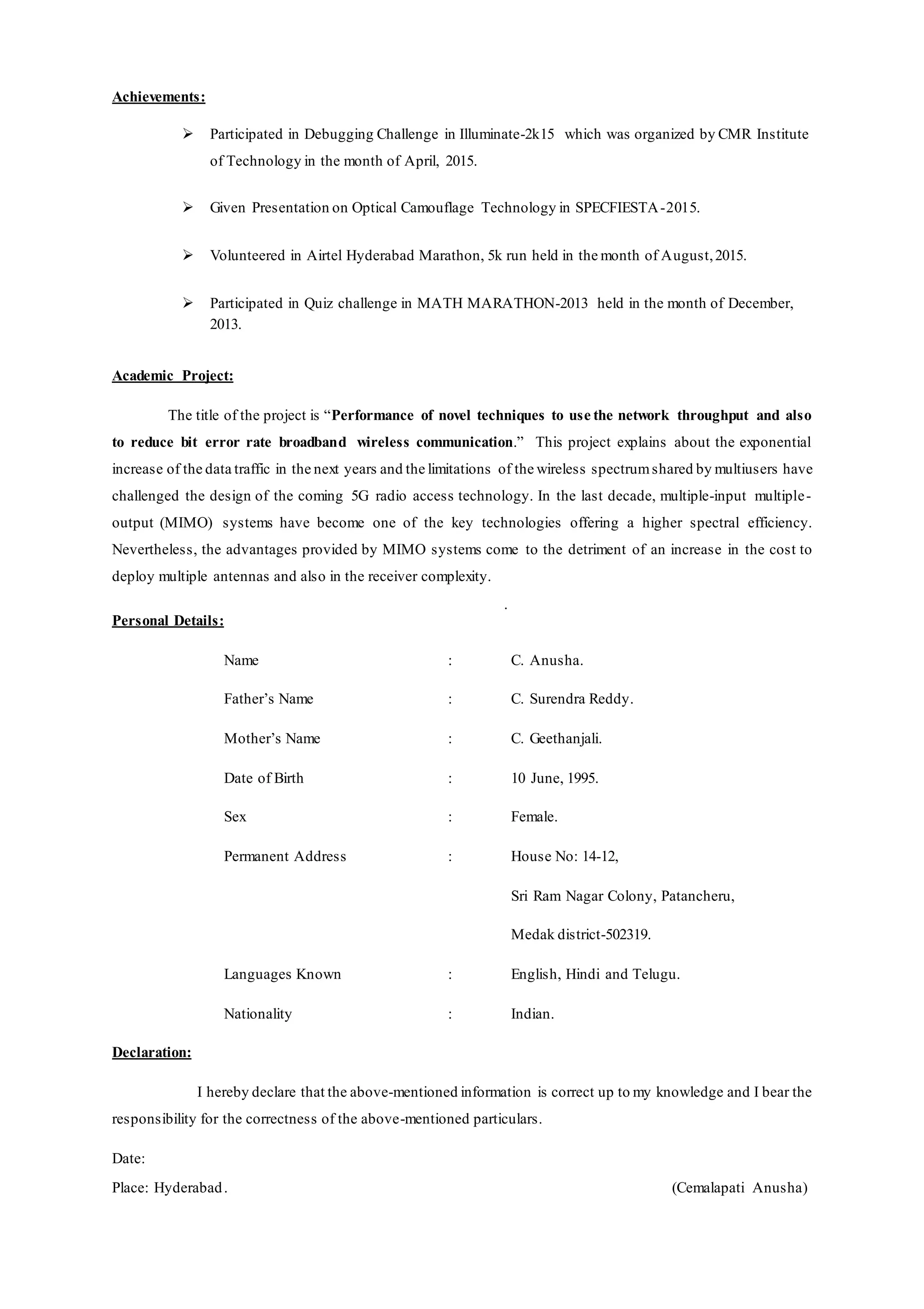 Anusha resume new | DOCX | Computer Software and Applications | Computing