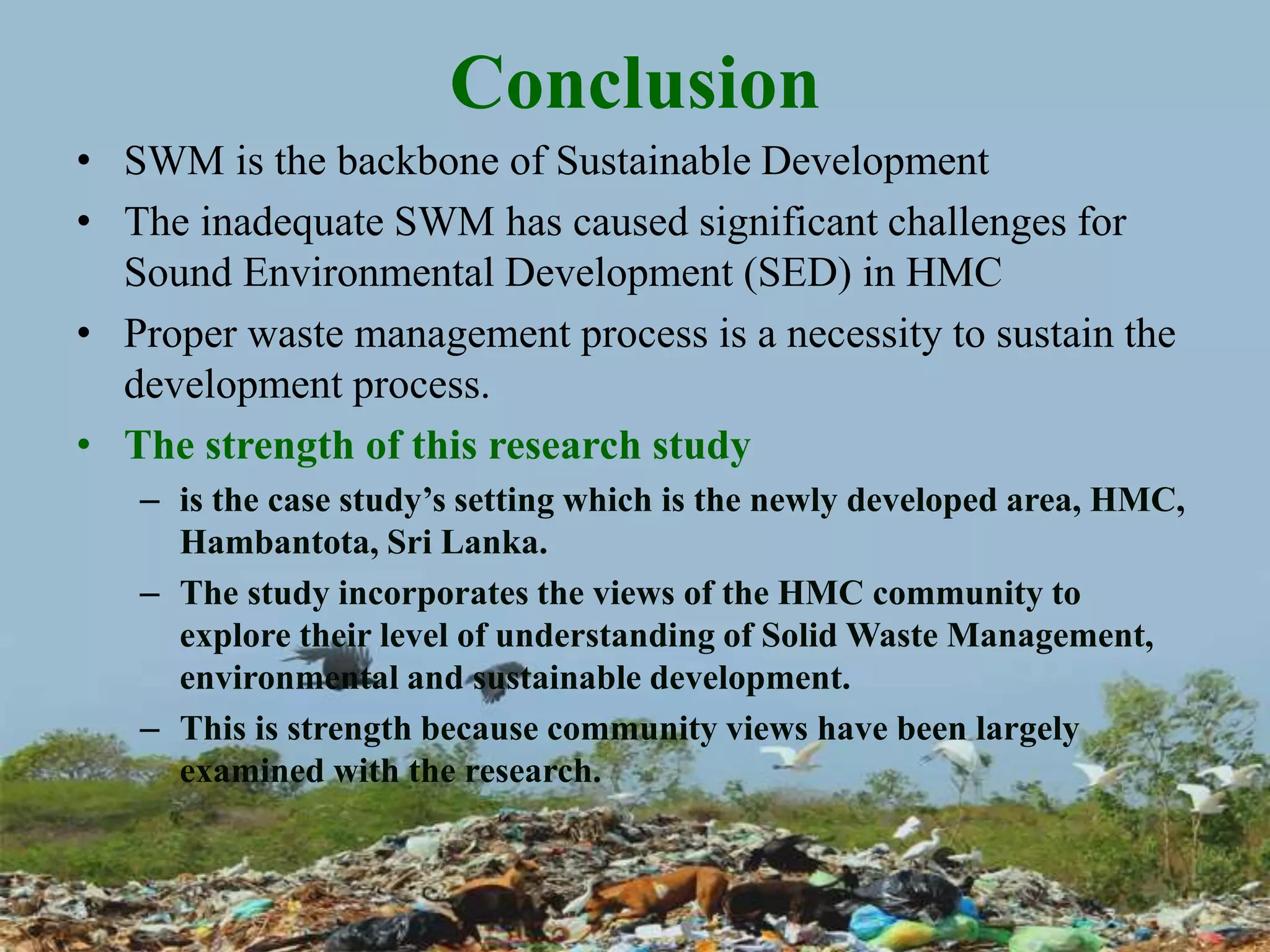 The importance of Solid Waste Management (SWM) for Sustainable ...