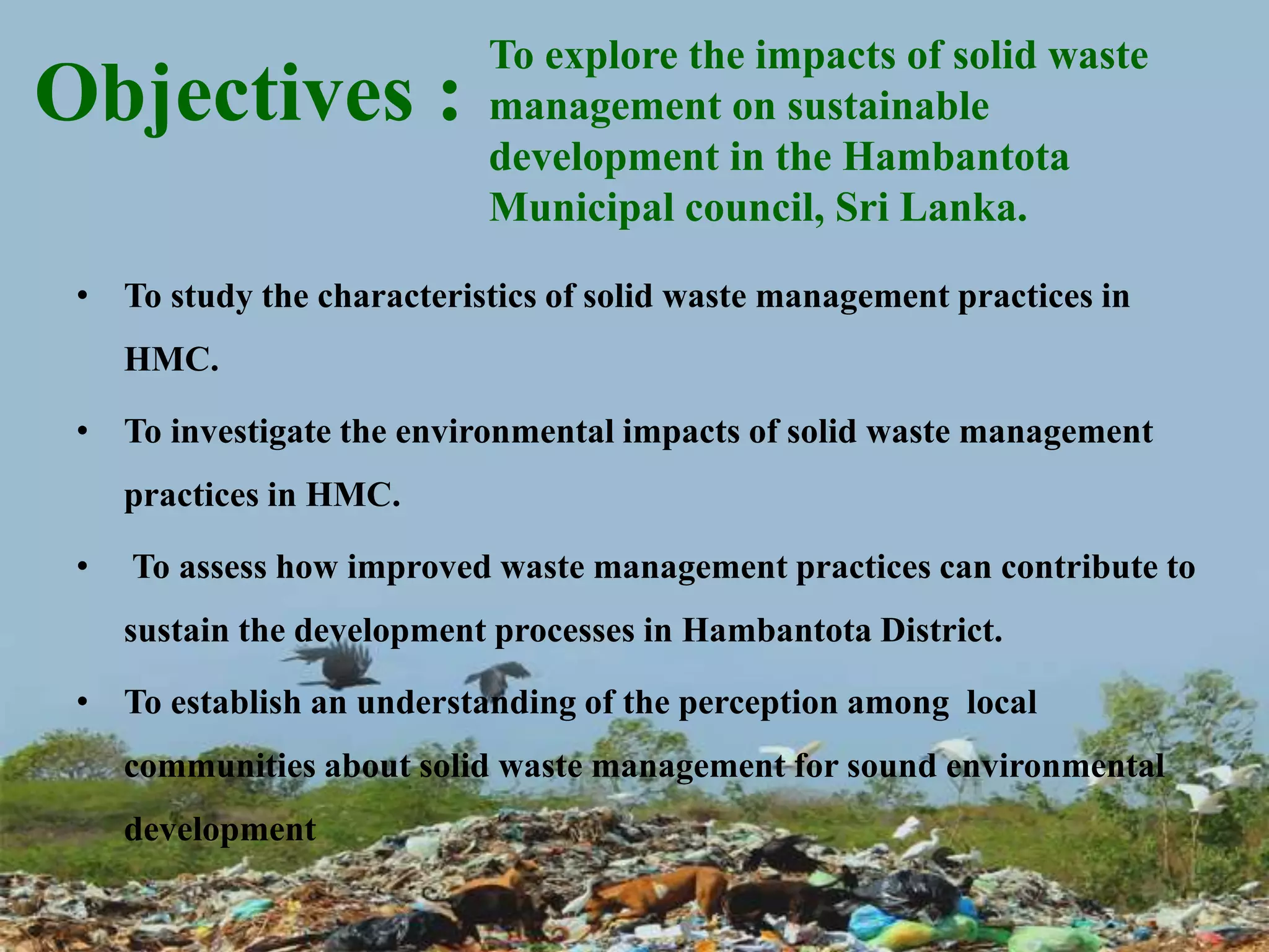 The importance of Solid Waste Management (SWM) for Sustainable ...