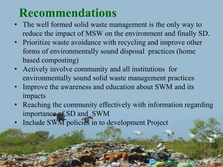 The importance of Solid Waste Management (SWM) for Sustainable ...