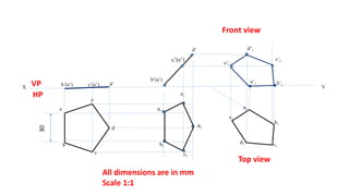 Step by Step Process of Projection of Pentagonal Plane New approach | PPTX