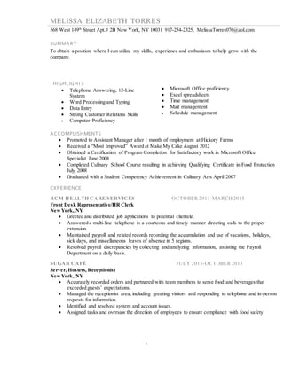 Melissa Resume 2015 | PDF