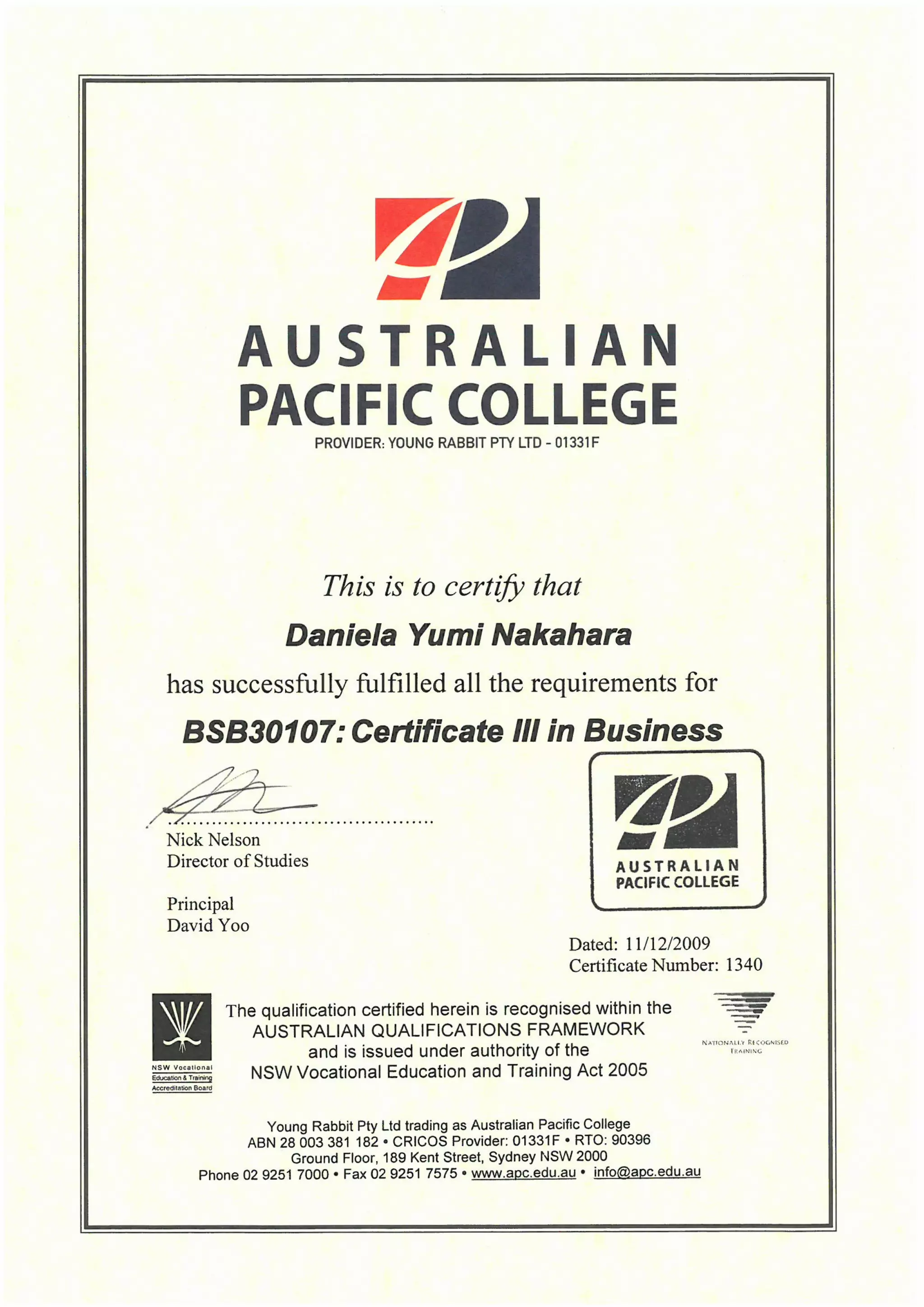 Certificate III in Business - Australian Pacific College Sydney ...