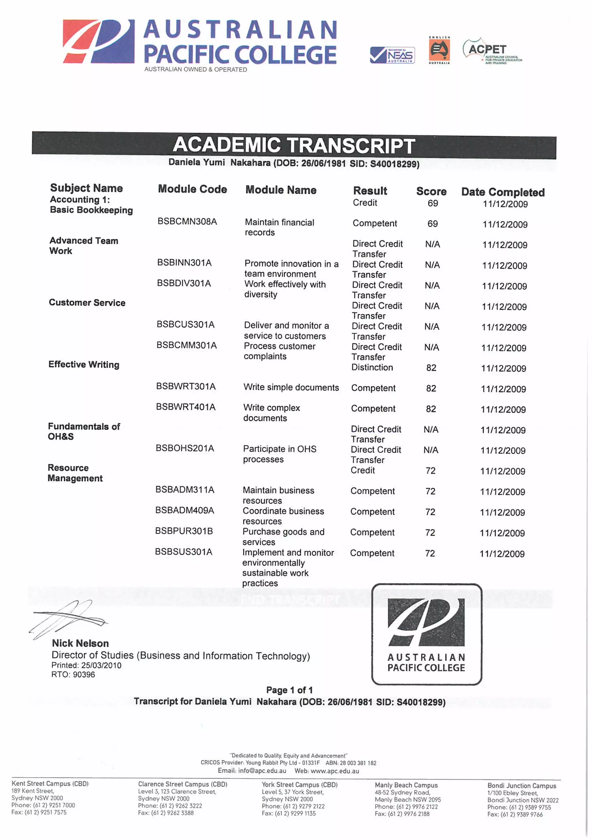 Certificate III in Business - Australian Pacific College Sydney ...