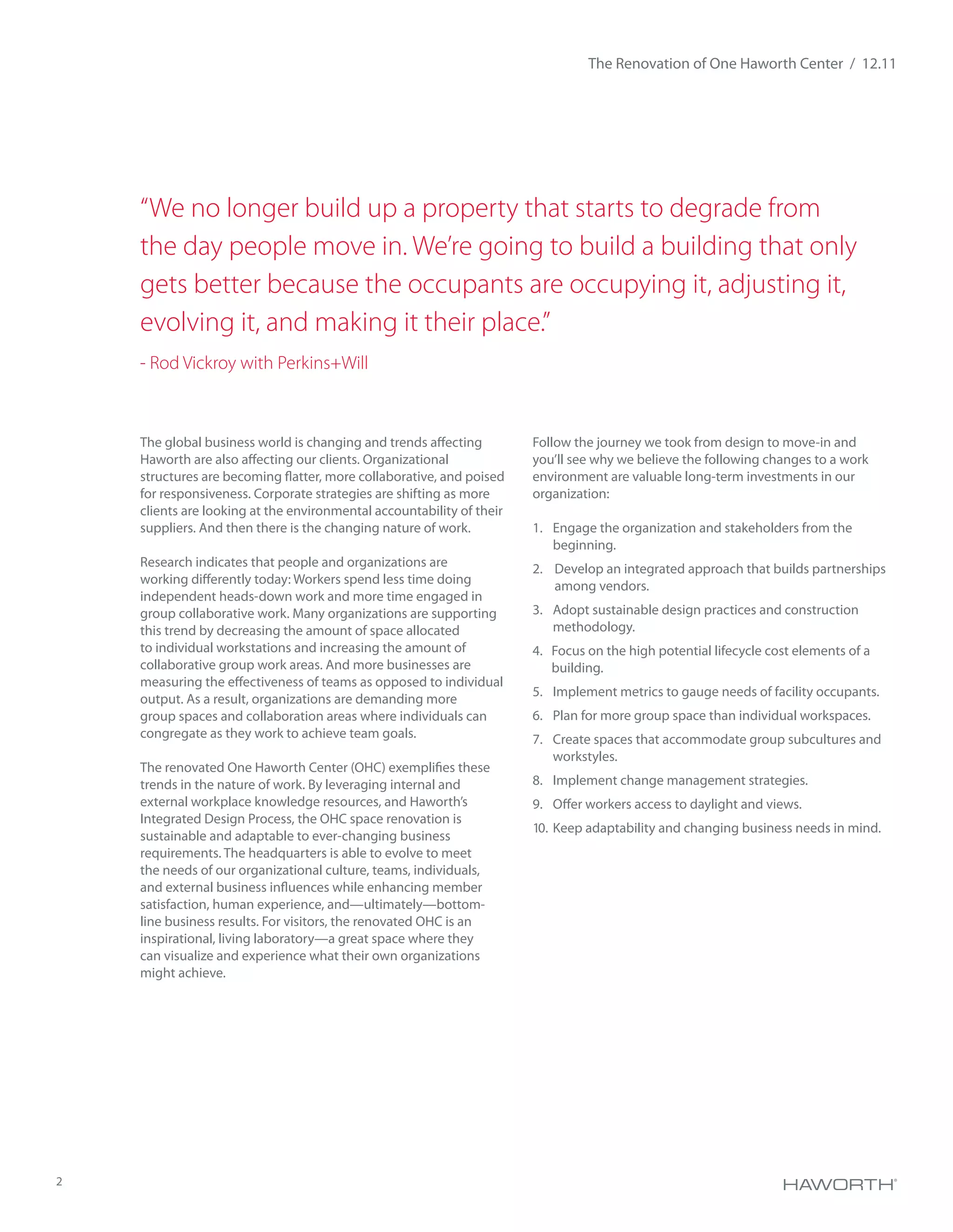 The Renovation of One Haworth Center | PDF