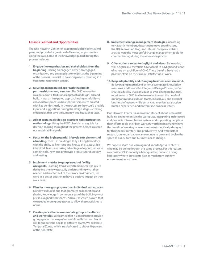 The Renovation of One Haworth Center | PDF