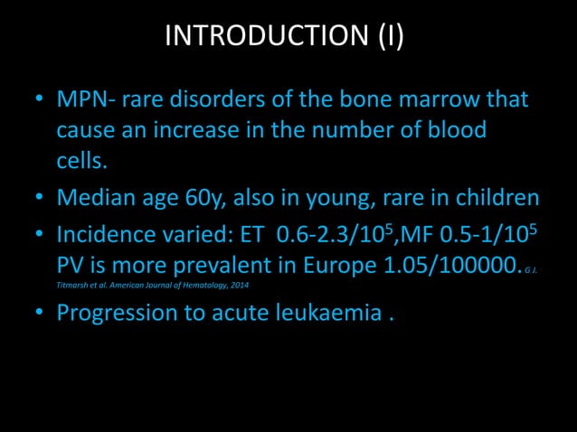 DIAGNOSIS AND MANAGEMENT OF MYELOPROLIFERATIVE NEOPLASMS | PPTX