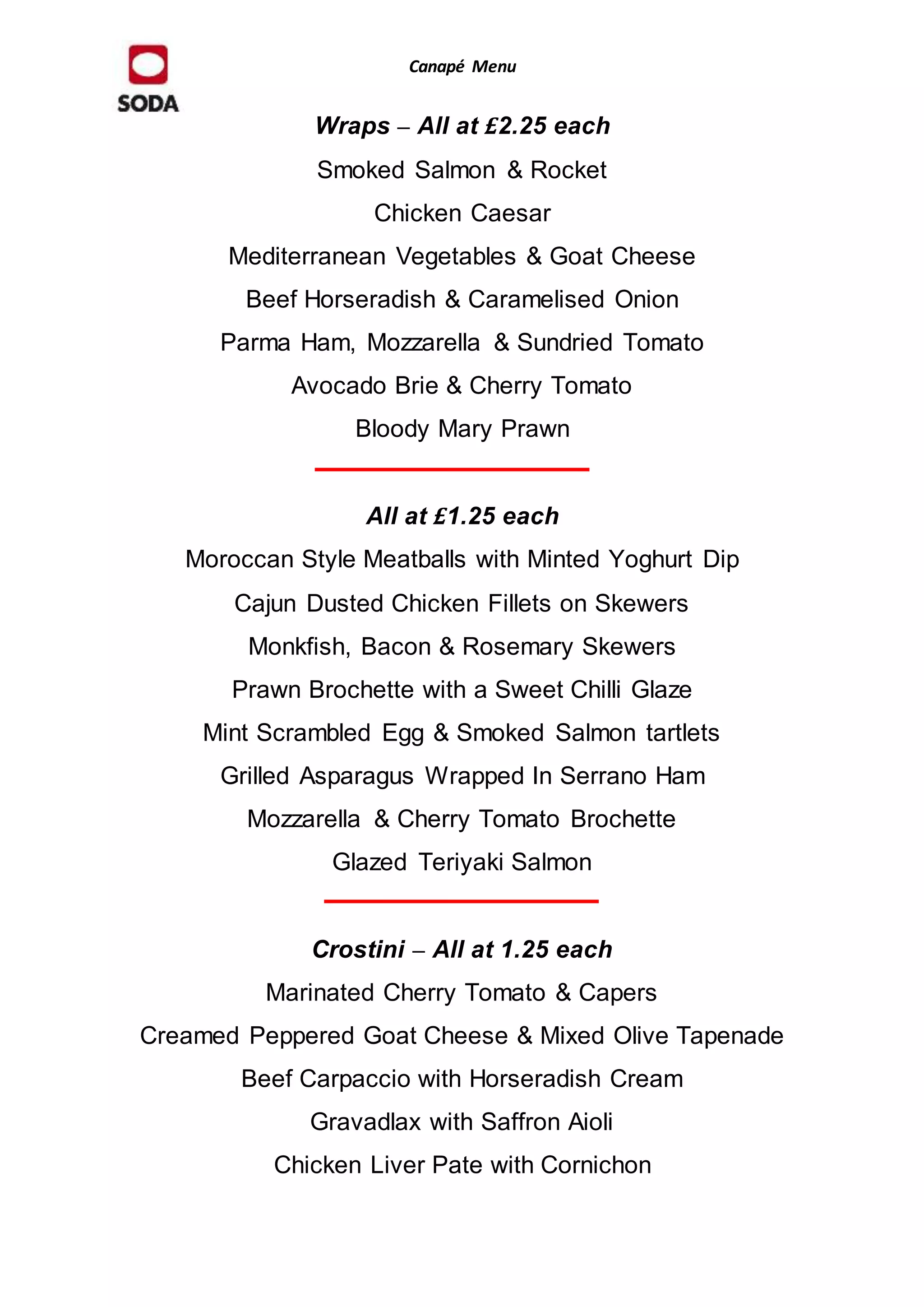 Canape Menu - 2015 | DOCX
