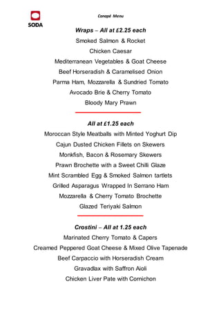 Canape Menu - 2015 | DOCX