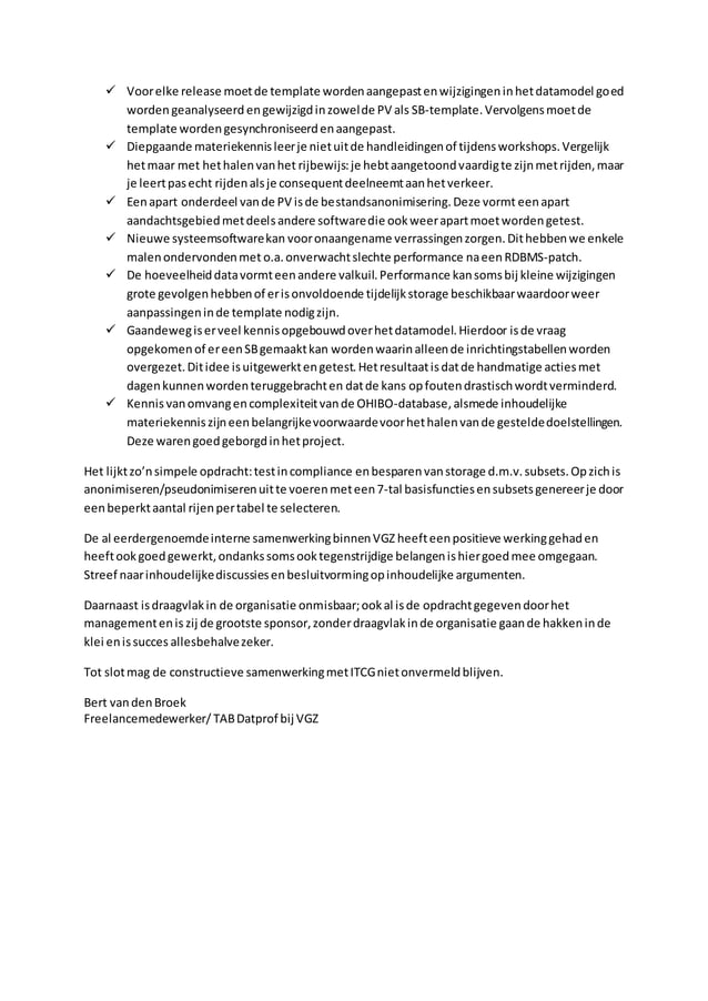 Test in compliance bij VGZ V 1.0 | PDF