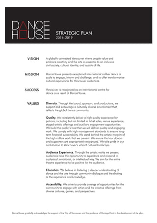 DanceHouse Strategic Plan 2016-19 | PDF