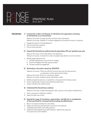 DanceHouse Strategic Plan 2016-19 | PDF