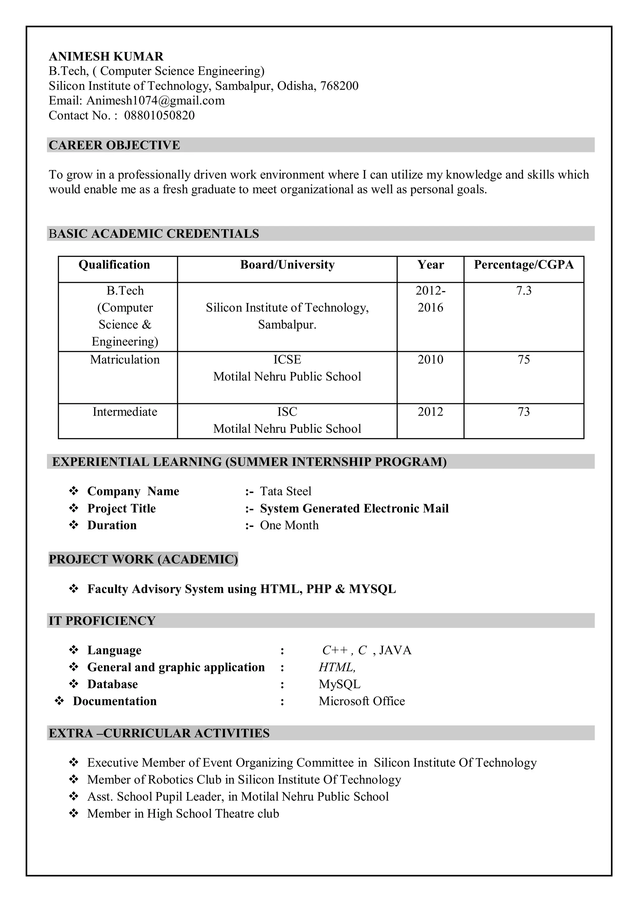 Resume(ani) | PDF