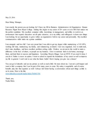 Nadia_Hicks_ Resume & Cover Letter 2016 | DOCX