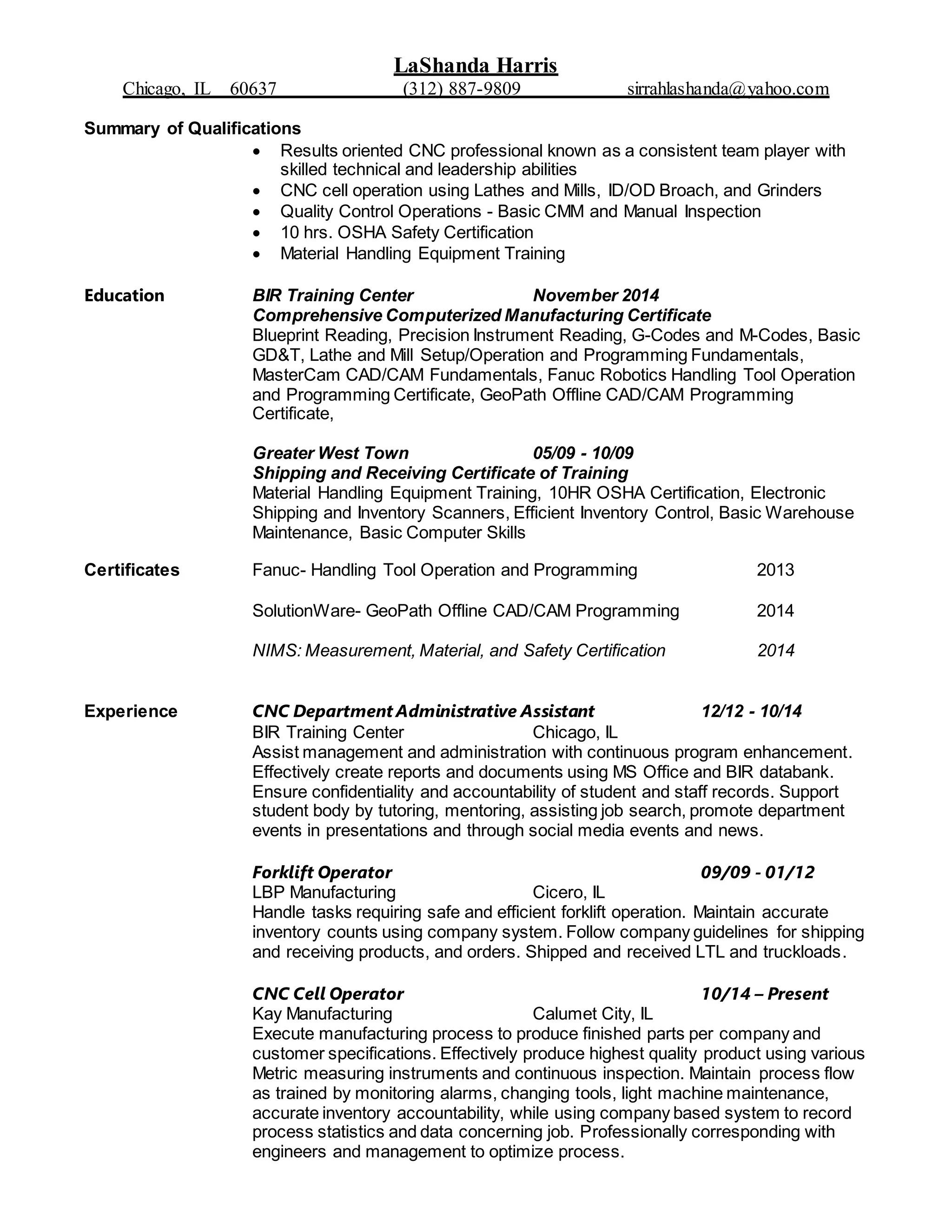 LaShanda Harris Resume 2016 Final | PDF