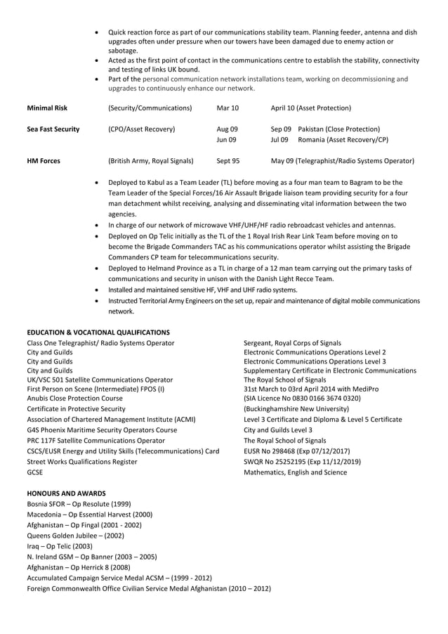 Carl Walker - CV 27072016 | PDF | Defense Industry | Industries