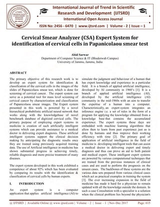 Cervical Smear Analyzer (CSA) Expert System for identification of ...