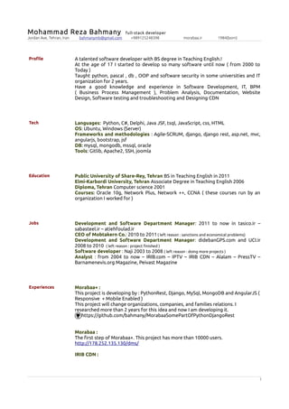 myResumeEnglish | PDF | Programming Languages | Computing