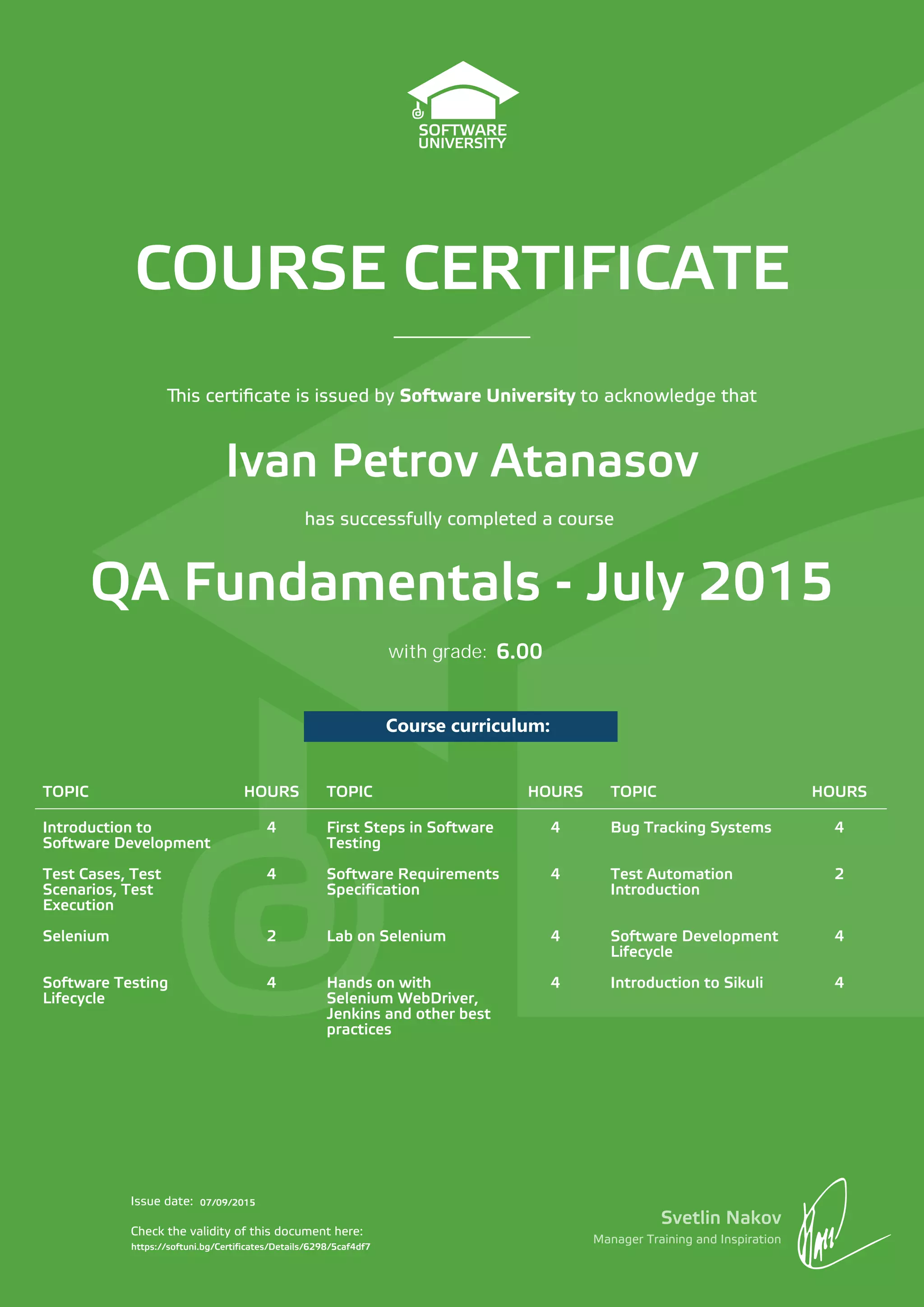 certificate_QA_Course | PDF