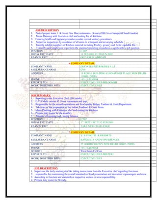 Chef Negi CV | DOC | Hospitality Industry | Industries