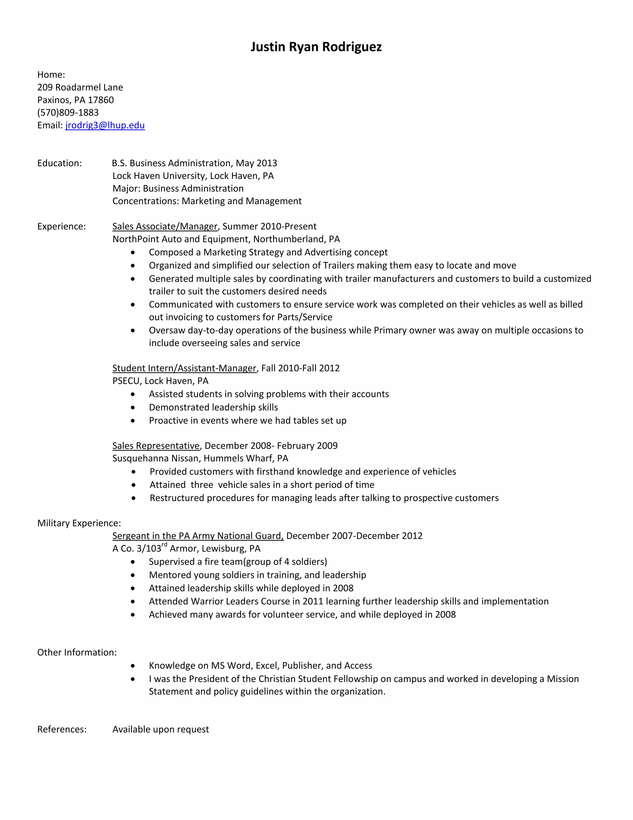 Justin Rodriguez Resume | PDF