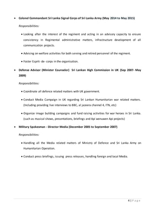 Maj Gen Prasad Samarasinghe - CV 19 May 16 | DOCX | Defense Industry ...