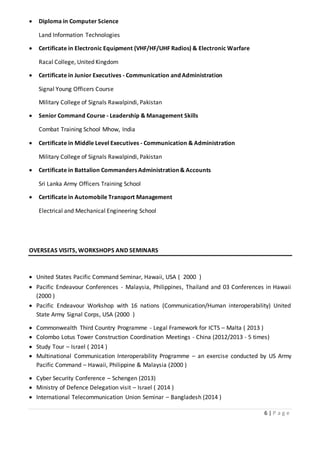 Maj Gen Prasad Samarasinghe - CV 19 May 16 | DOCX | Defense Industry ...
