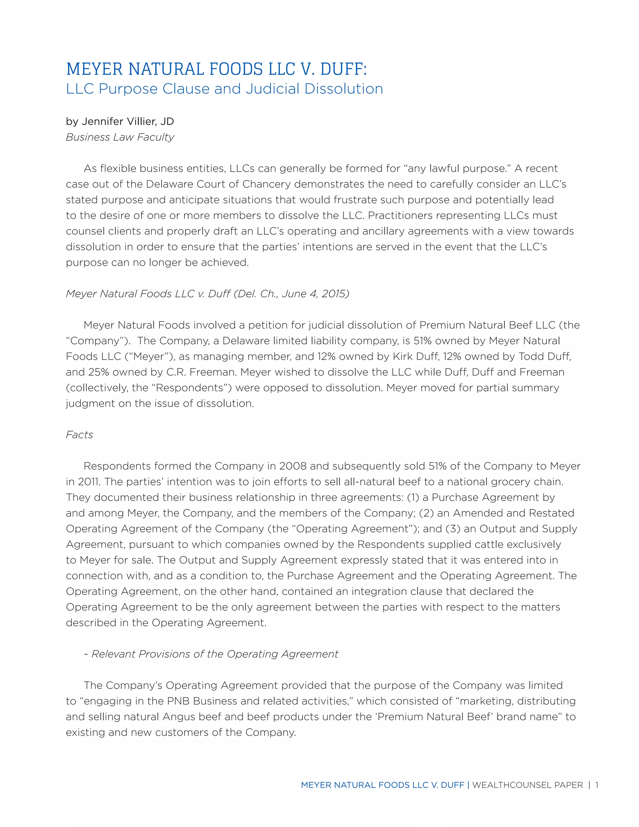 Meyer Natural Foods vs. Duff | PDF