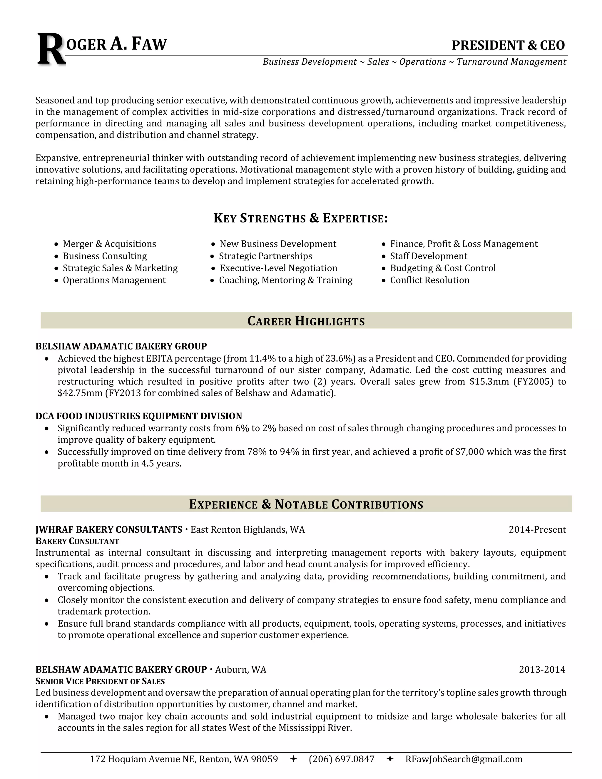 Roger A Faw Resume 100815 | PDF