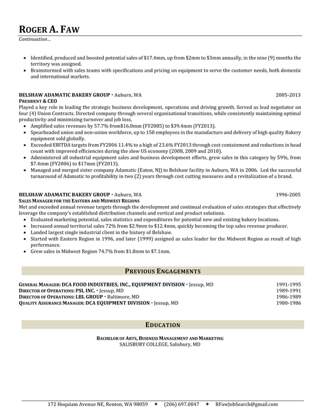 Roger A Faw Resume 100815 | PDF