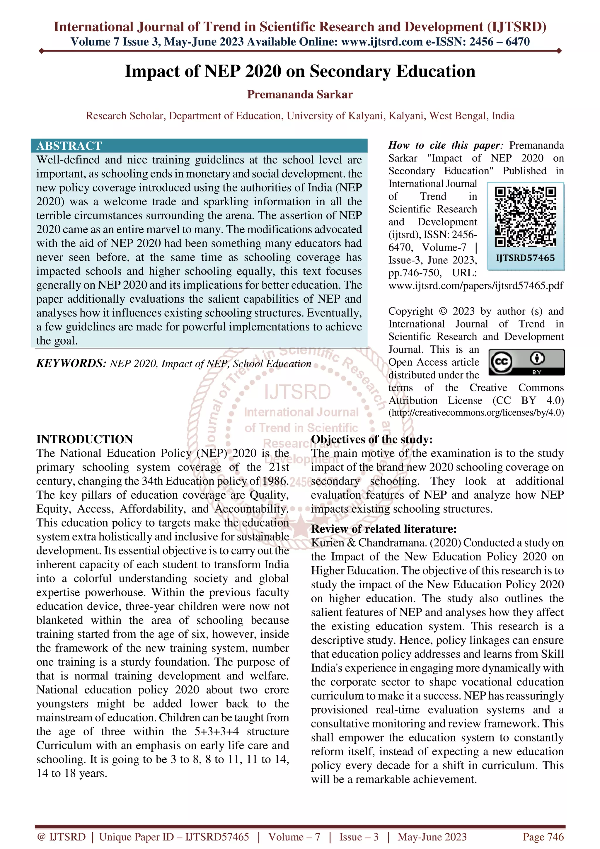Impact of NEP 2020 on Secondary Education | PDF
