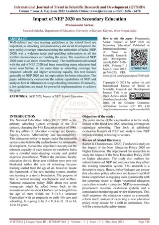 Impact of NEP 2020 on Secondary Education | PDF