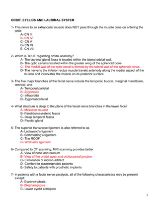 95 Multiple Choice Questions (MCQS) -uveitis-orbit-lid-lacrimal 2009.doc