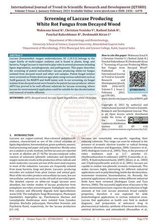 Screening of Laccase Producing White Rot Fungus from Decayed Wood | PDF