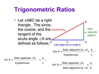 9_5 Right Triangle Trigonometric.Trigonometric Ratios.ppt