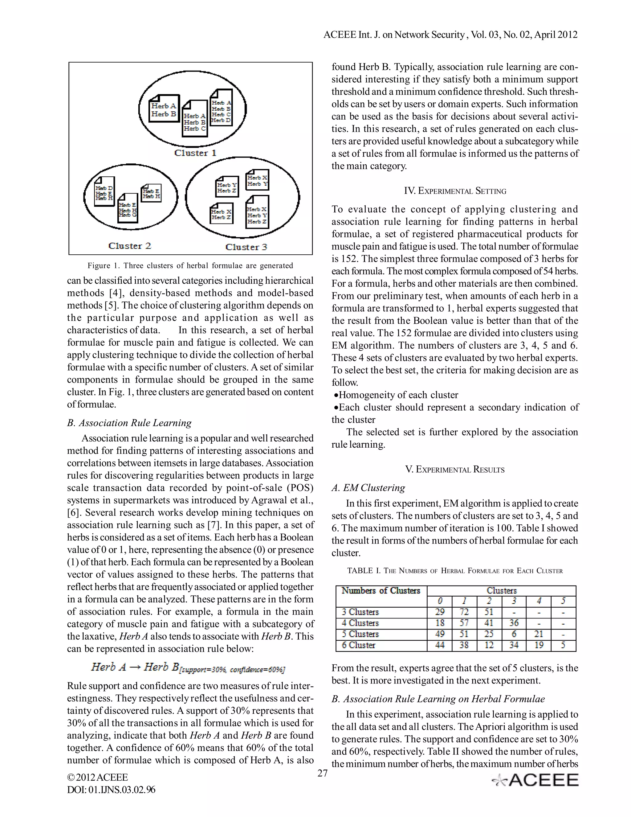Applying Clustering and Association Rule Learning for Finding Patterns in Herbal Formulae | PDF