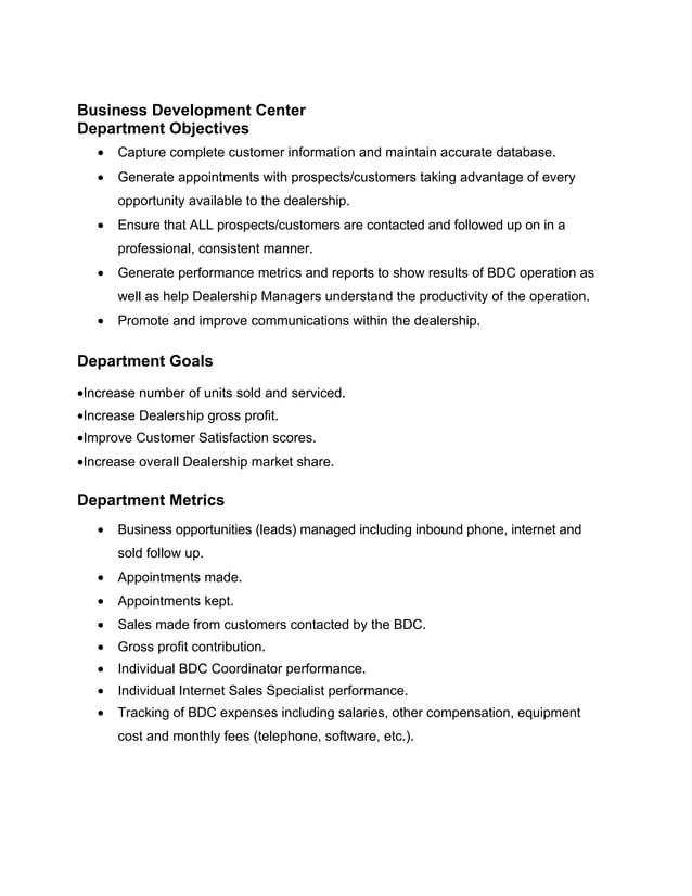 96 bdc operations-manual_template | DOC | Automotive Industry | Industries