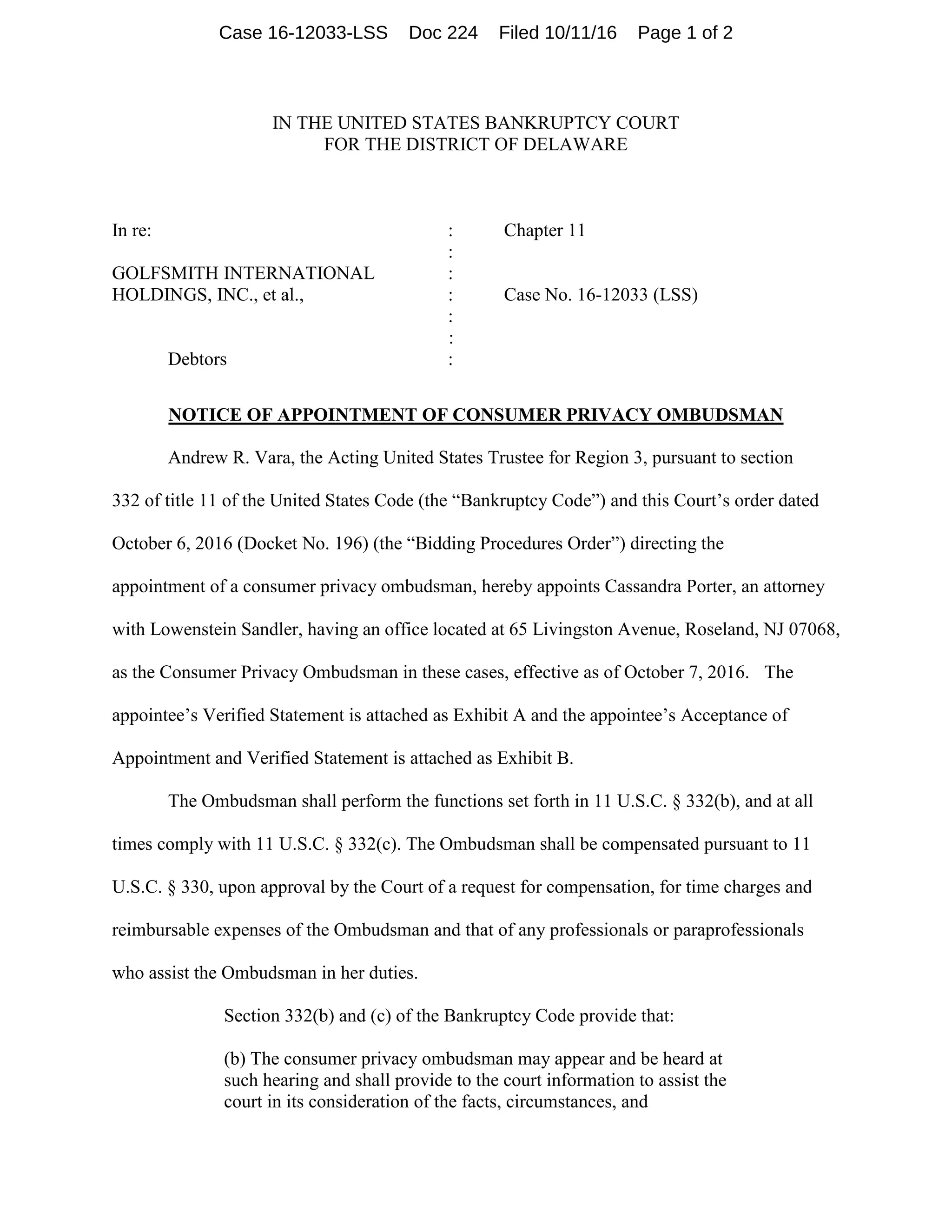 Notice of Appointment | PDF | Legal Services Industry | Industries