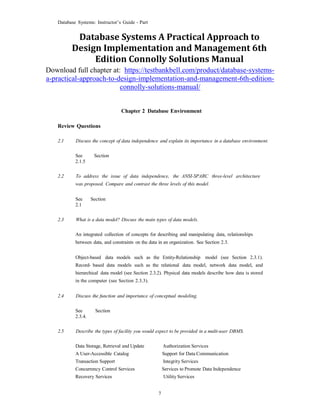 Database Systems A Practical Approach to Design Implementation and Management 6th Edition ...