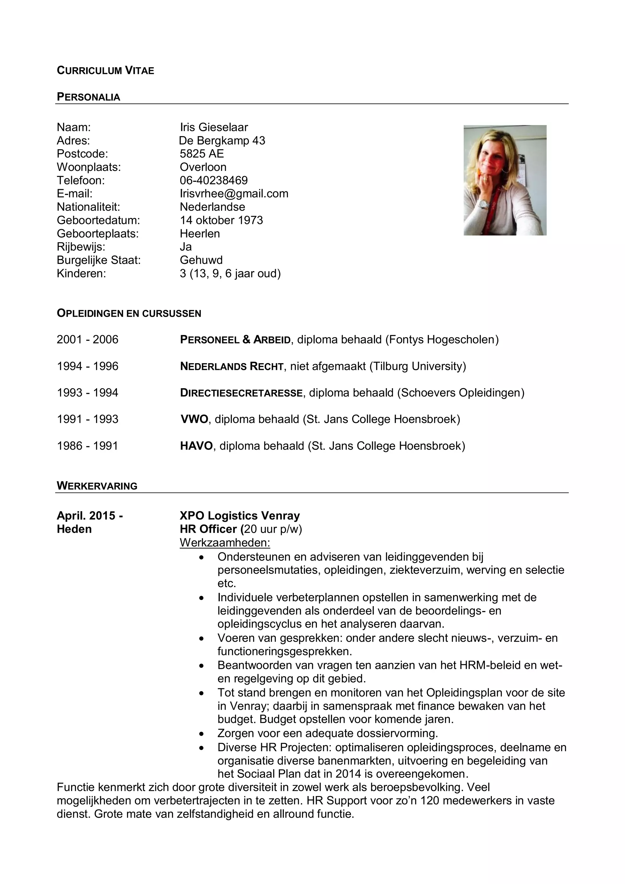 September 2015 - CV Iris Gieselaar | PDF