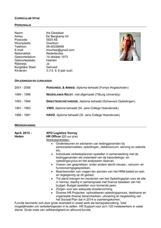 September 2015 - CV Iris Gieselaar | PDF