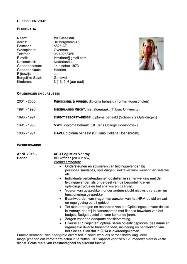 September 2015 - CV Iris Gieselaar | PDF