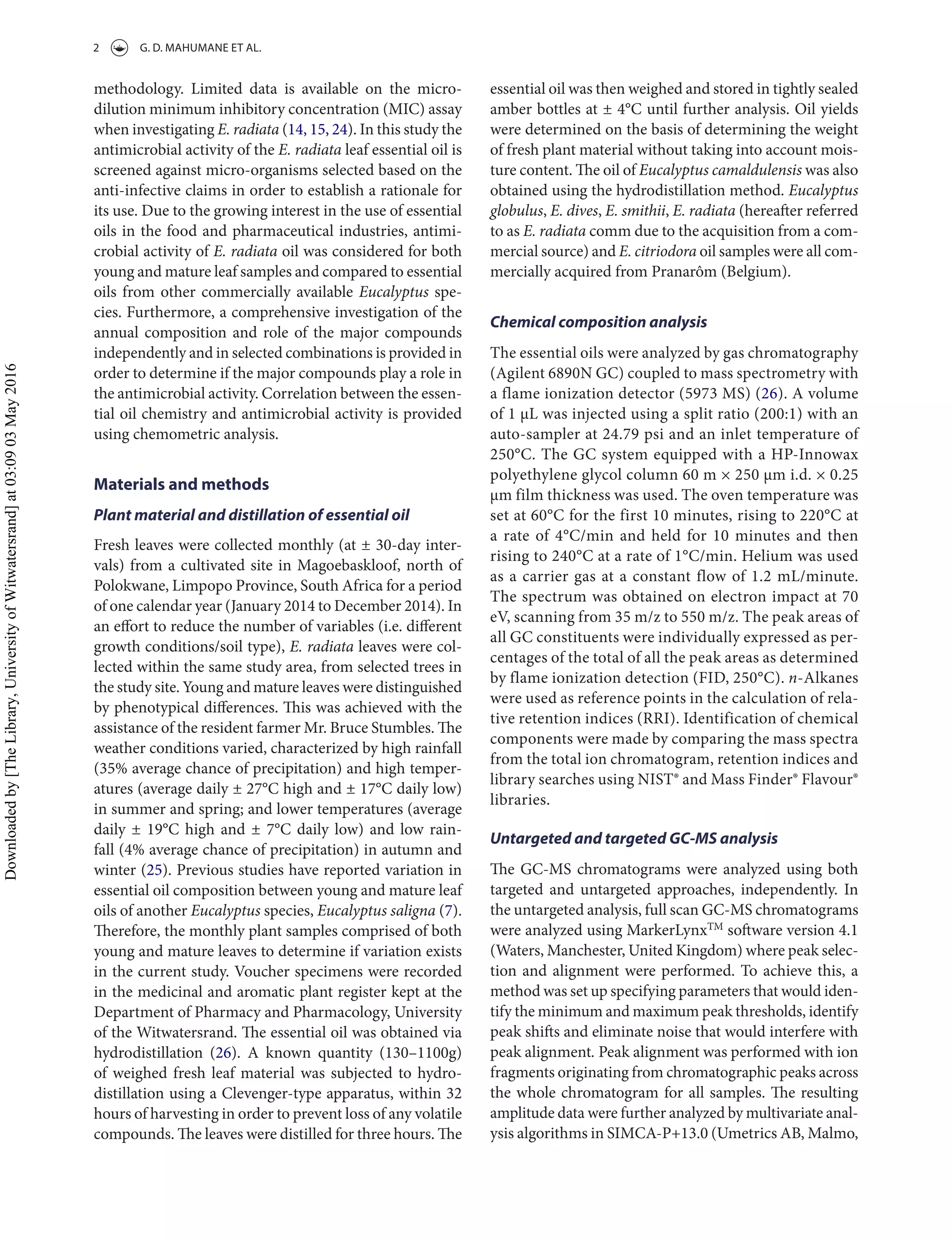 Eucalyptus radiata JEOR 2016 | PDF