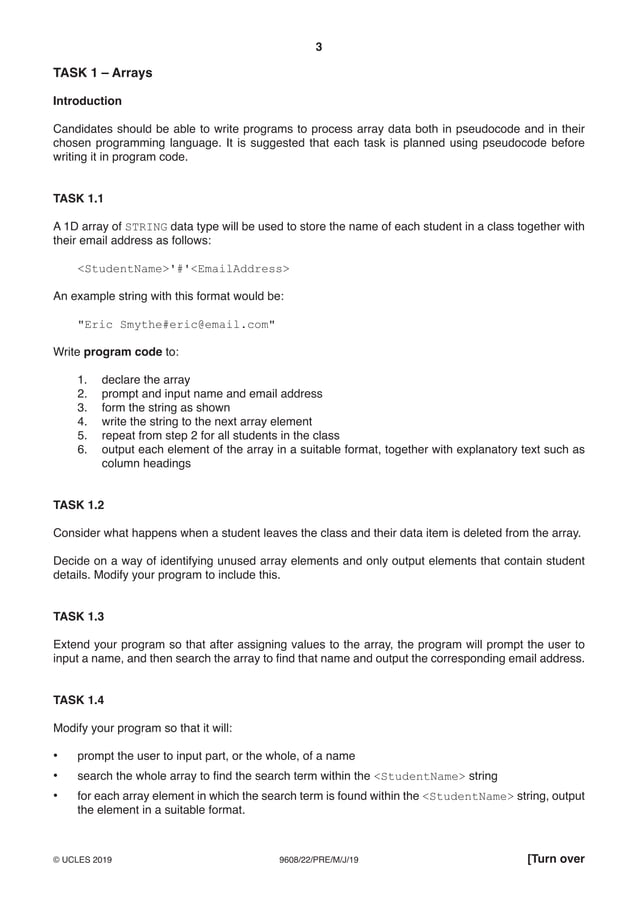 9608 Computer Science Cambridge International AS level Pre-Release May ...