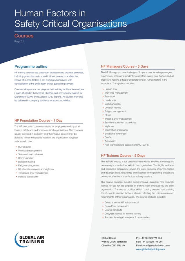 Human Factors in Safety Critical Organisations | PDF