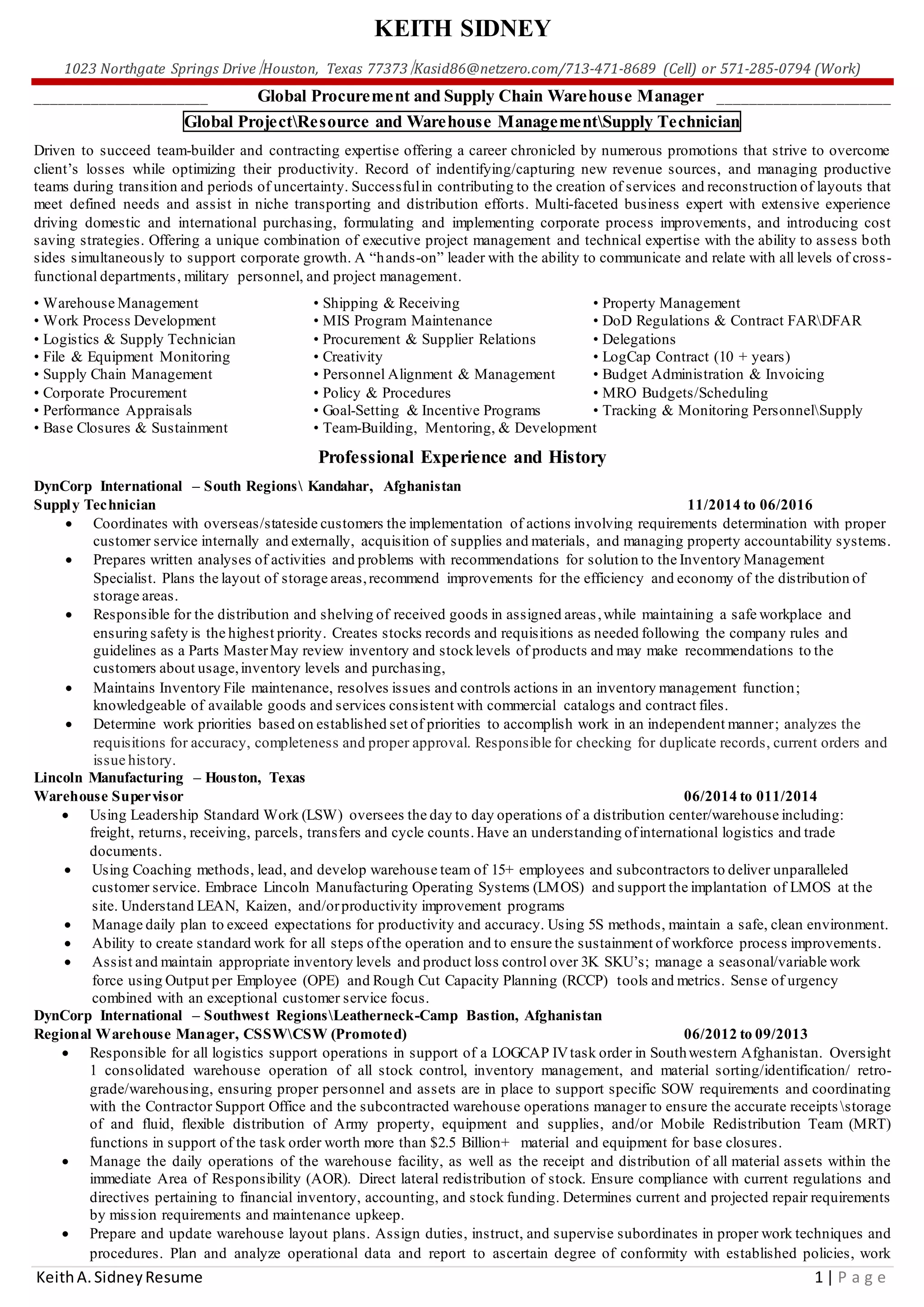 Resume -Sidney, Keith A. | PDF
